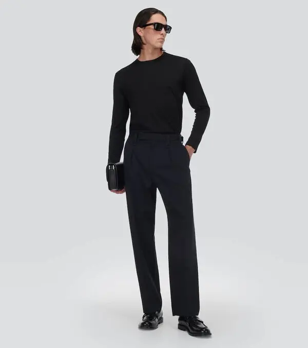 Sunspel Classic Long Sleeve Cotton T-shirt - Black