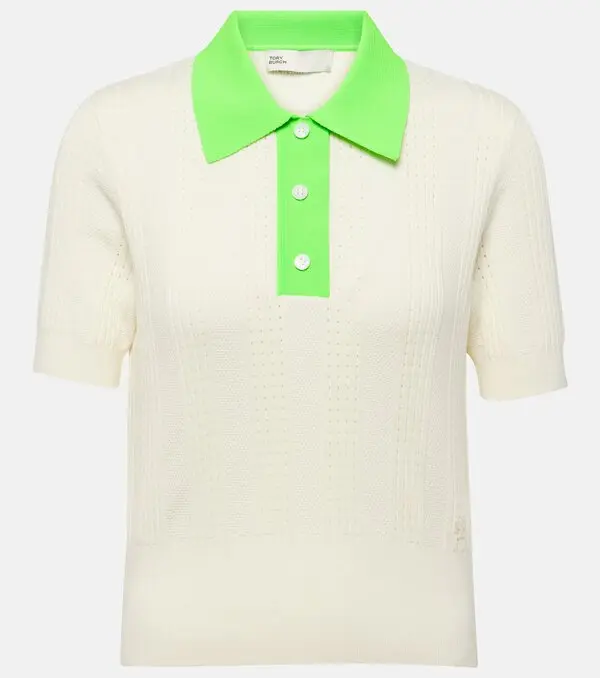 Tory Burch Pointelle Cotton Polo Shirt