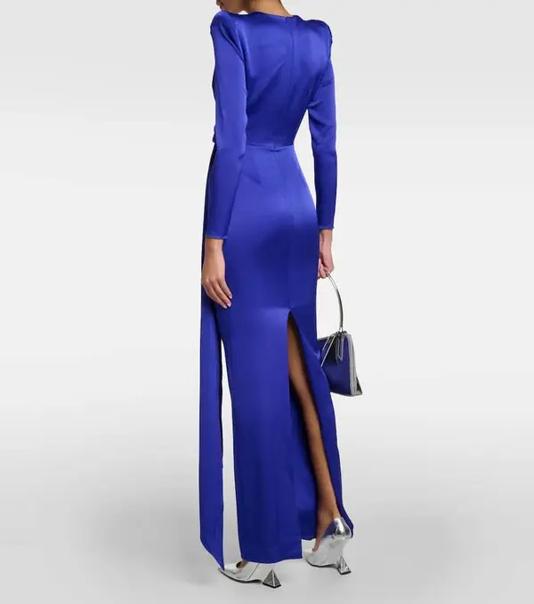 Alex Perry Draped Satin Gown - Blue