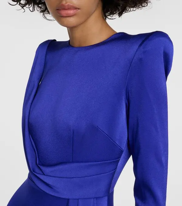 Alex Perry Draped Satin Gown - Blue