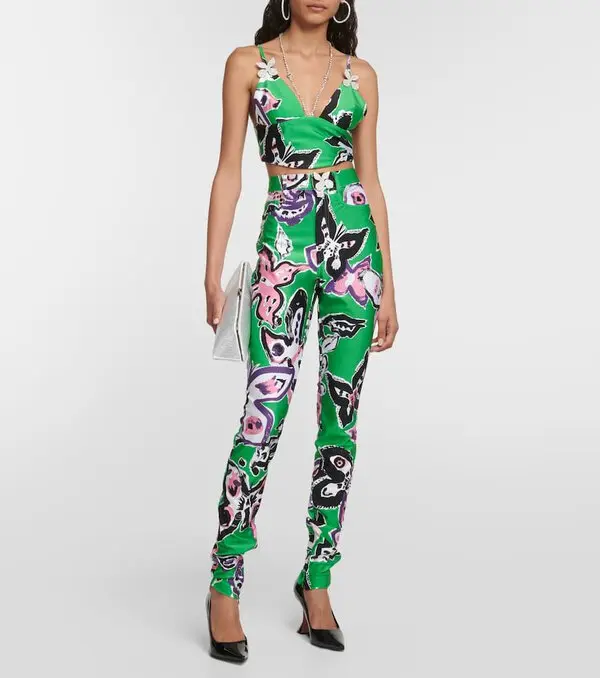 AREA Printed Cropped Top
