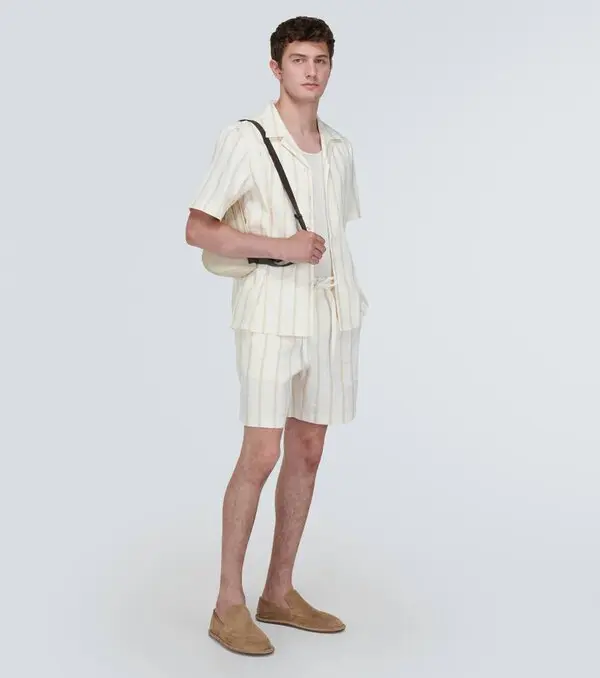 Commas Striped Linen-blend Shorts