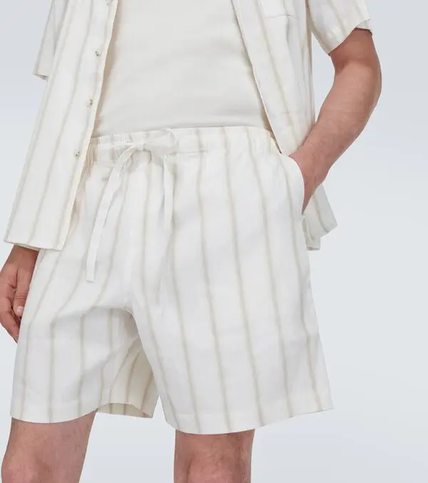 Commas Striped Linen-blend Shorts