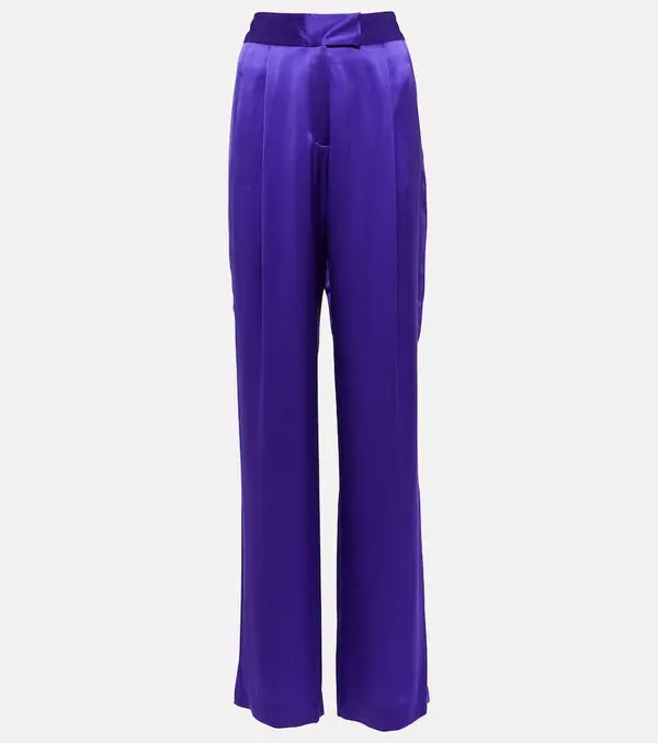 THE SEI High-rise Wide-leg Silk Satin Pants