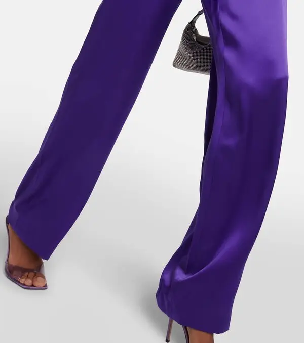 THE SEI High-rise Wide-leg Silk Satin Pants