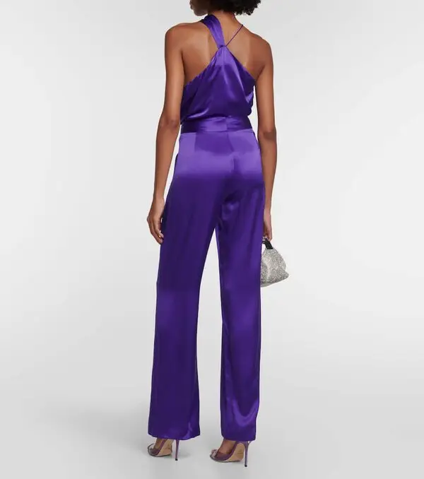 THE SEI High-rise Wide-leg Silk Satin Pants