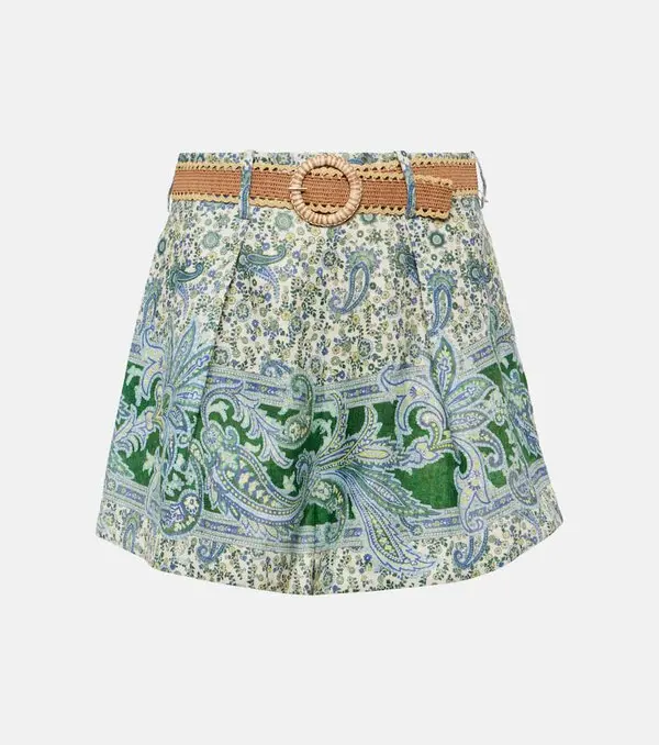 Zimmermann Ottie Paisley Linen Shorts