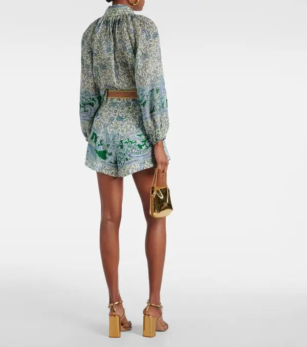 Zimmermann Ottie Paisley Linen Shorts