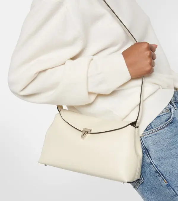 TOTEME T-lock Leather Clutch - White