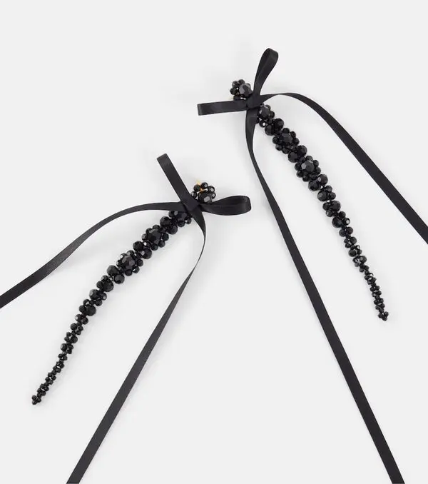 Simone Rocha Bow-embellished Crystal Drop Earrings