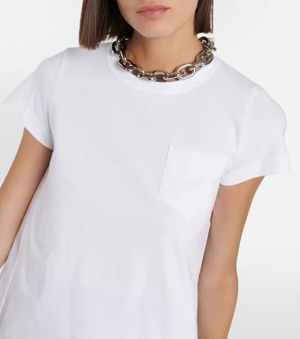 Sacai Pleated Cotton Jersey T-shirt