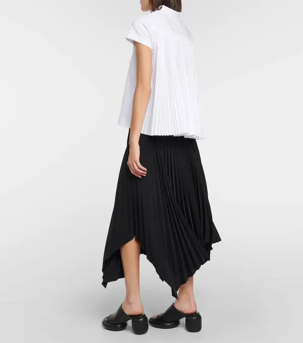 Sacai Pleated Cotton Jersey T-shirt