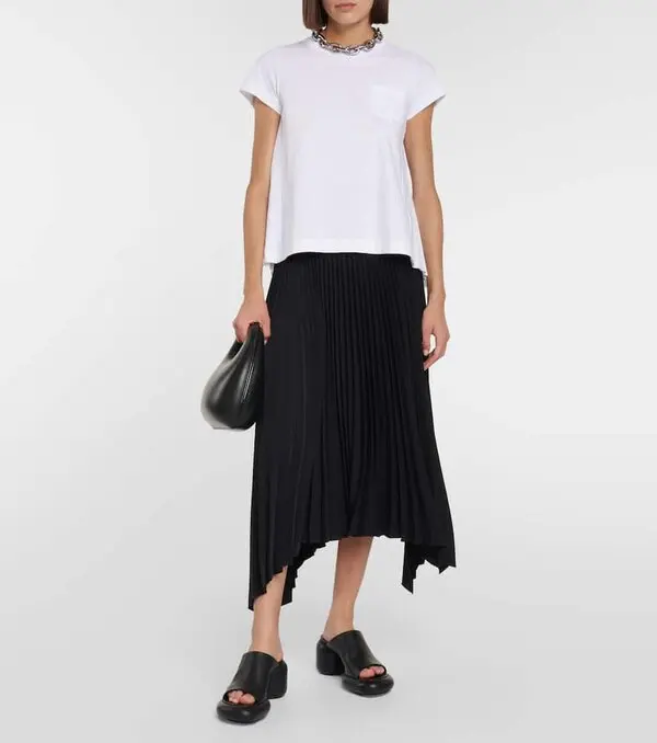 Sacai Pleated Cotton Jersey T-shirt