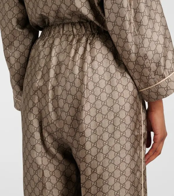 Gucci Gg Supreme Wide-leg Silk Pants