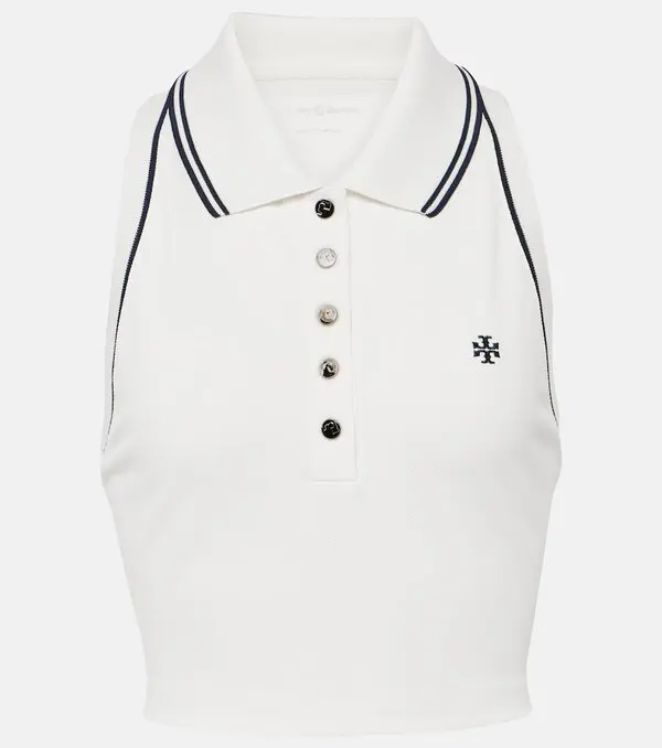 Tory Burch Cropped Pique Polo Shirt