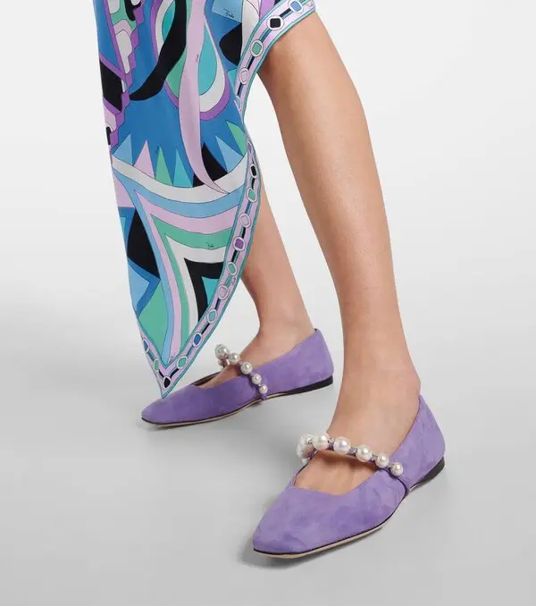 JIMMY CHOO Ade Embellished Ballet Flats - Purple