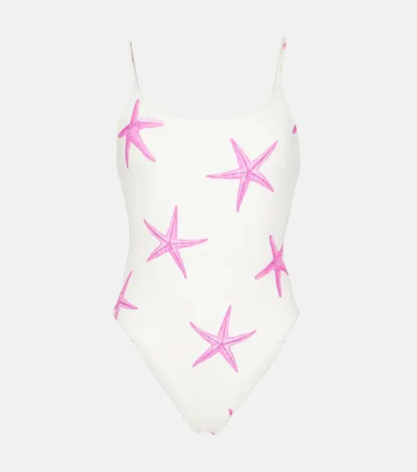 Valentino Garavani Starfish Printed One Piece Swimsuit - White