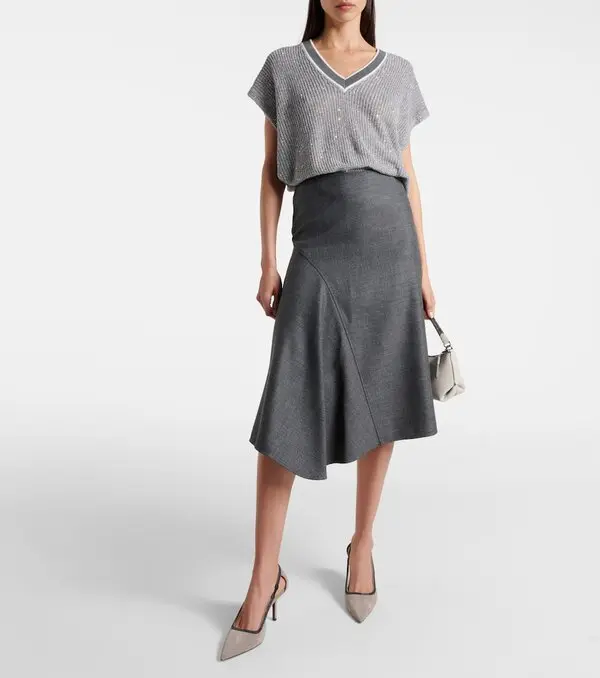 Brunello Cucinelli Asymmetric Midi Skirt