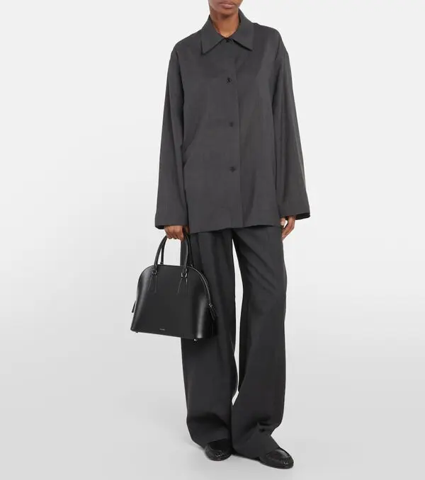 THE ROW Nina Small Leather Tote Bag - Black