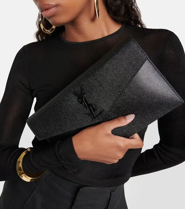 Saint Laurent Uptown Leather Clutch - Black