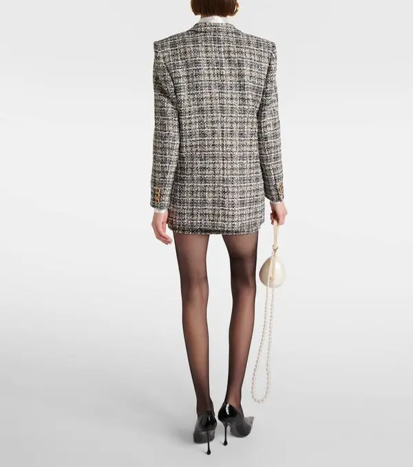 Alessandra Rich Wool Lamé Tweed Blazer