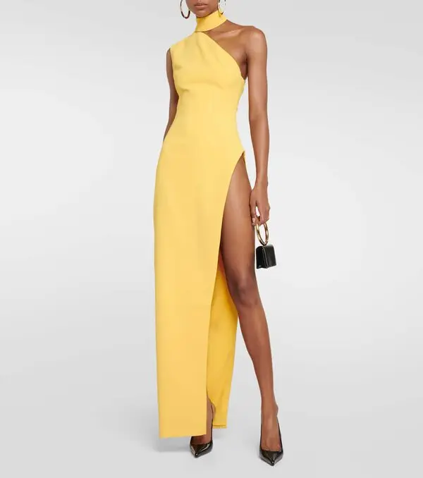 MONOT Asymmetric Crepe Maxi Dress