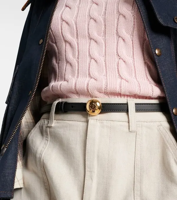 Loewe Leather Belt With Pebble Buckle - Black