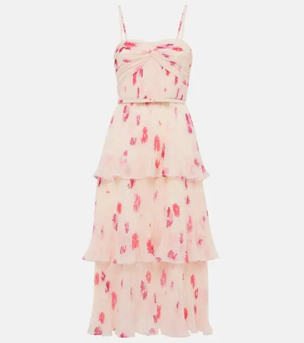 SELF-PORTRAIT Floral Chiffon Midi Dress