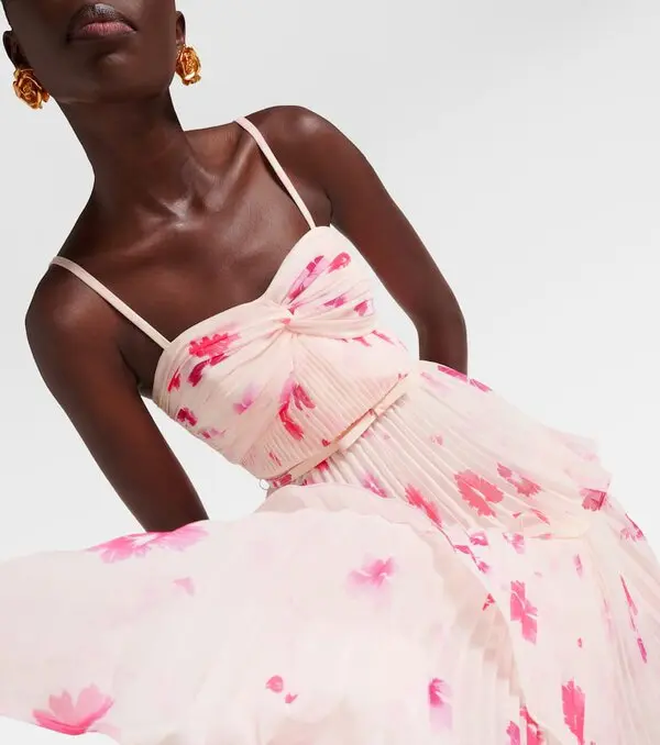 SELF-PORTRAIT Floral Chiffon Midi Dress