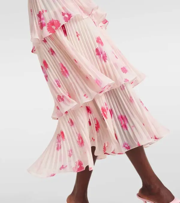 SELF-PORTRAIT Floral Chiffon Midi Dress
