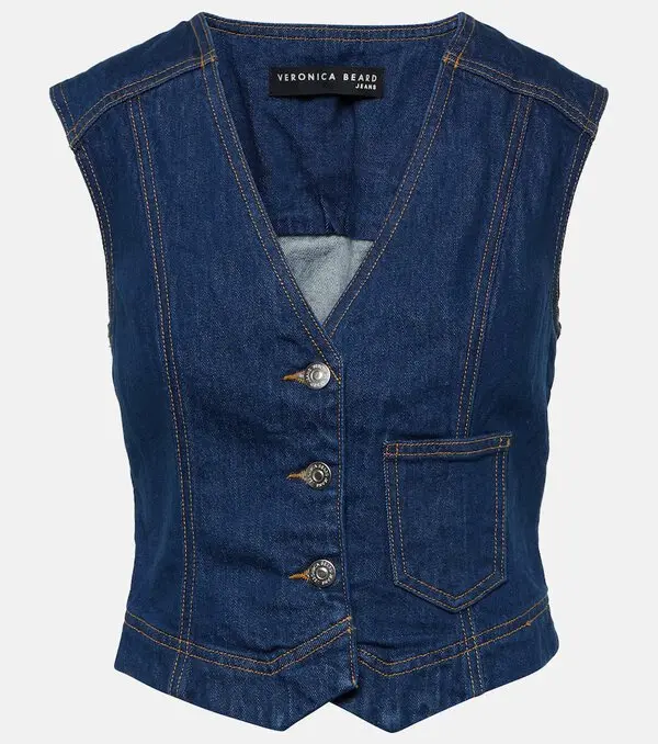 Veronica Beard Valeria Denim Vest - Blue
