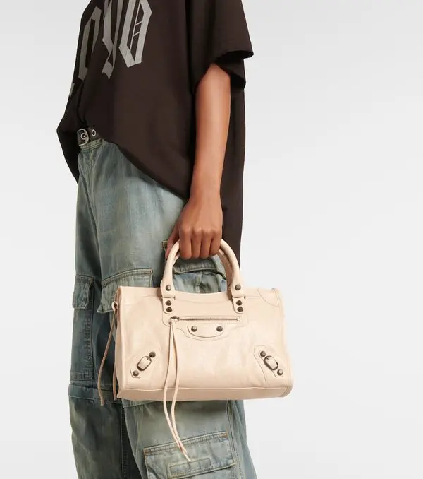 Balenciaga Le City Small Leather Tote Bag - Beige