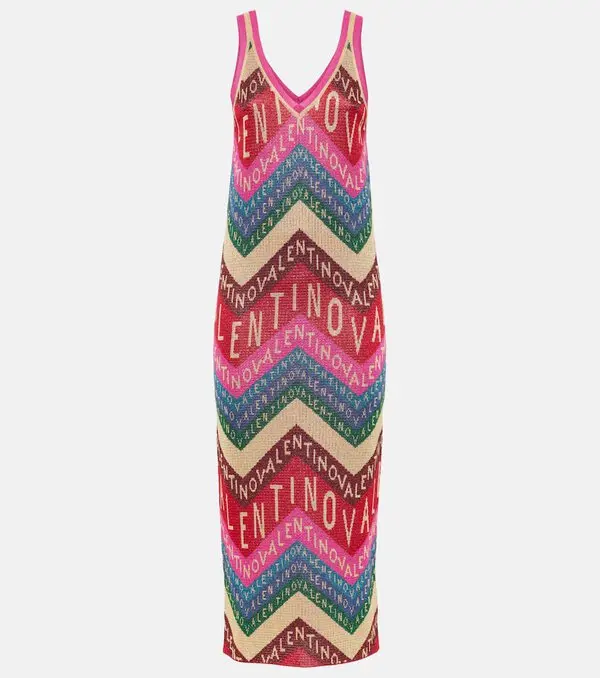 Valentino Garavani Chevron Lamé Midi Dress - Multicoloured
