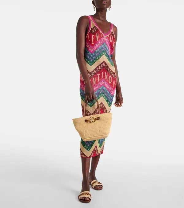 Valentino Garavani Chevron Lamé Midi Dress