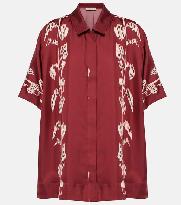 Asceno Montauk Silk Twill Shirt With Vine Print
