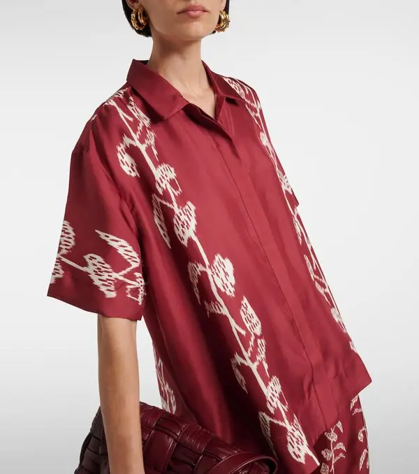 Asceno Montauk Silk Twill Shirt With Vine Print