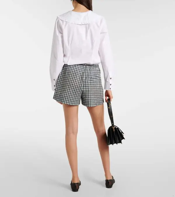 GANNI Checked Seersucker Shorts