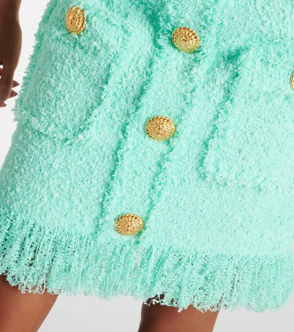 Balmain Fringed Tweed Miniskirt