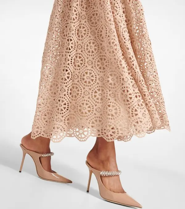 Elie Saab Macrame Halterneck Cotton-blend Midi Dress