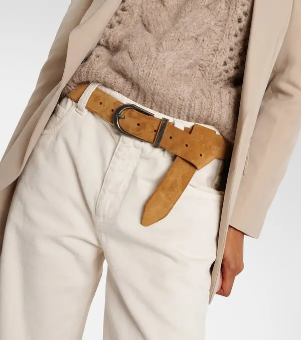 Brunello Cucinelli Monili Suede Belt - Brown