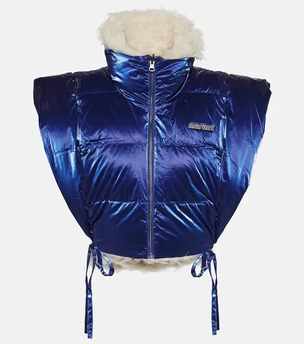 MARANT ETOILE Cody Metallic-effect Puffer Vest - Blue