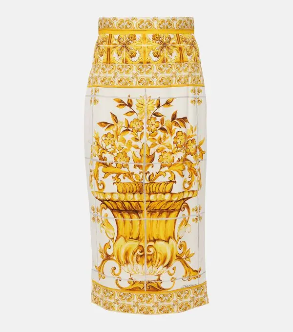 Dolce & Gabbana Majolica Printed Midi Skirt - Yellow