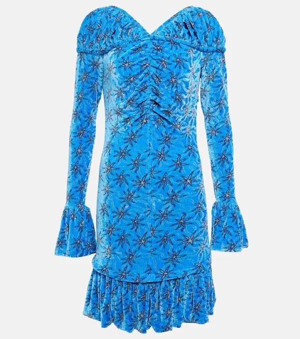 Rabanne Floral Velvet Minidress