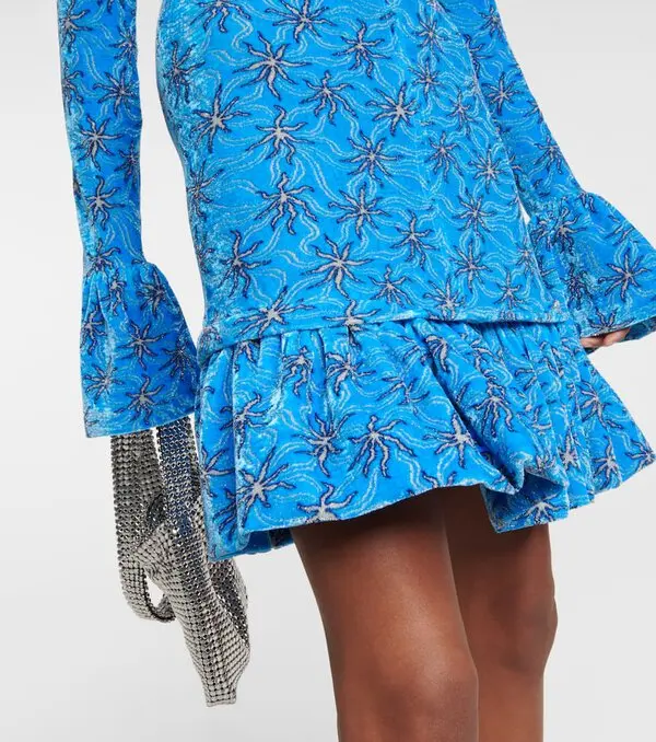 Rabanne Floral Velvet Minidress