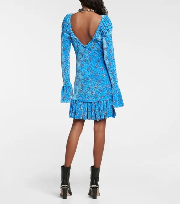Rabanne Floral Velvet Minidress