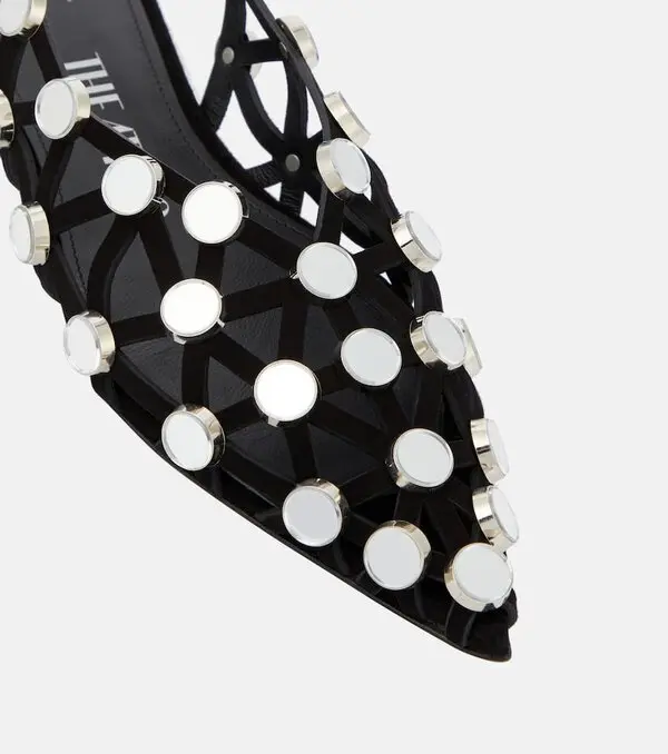 Attico Grid Embellished Ballet Flats - Black
