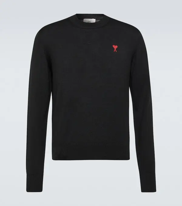 AMI Paris De Coeur Wool Sweater - Black