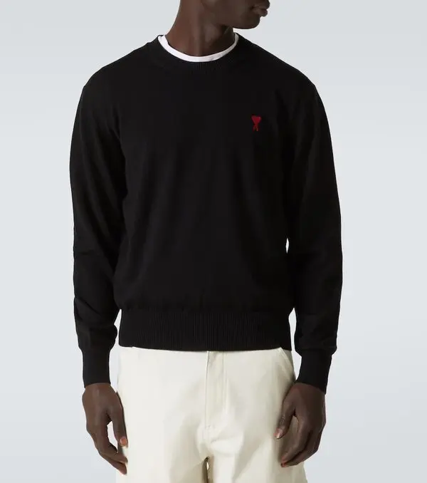 AMI Paris De Coeur Wool Sweater - Black