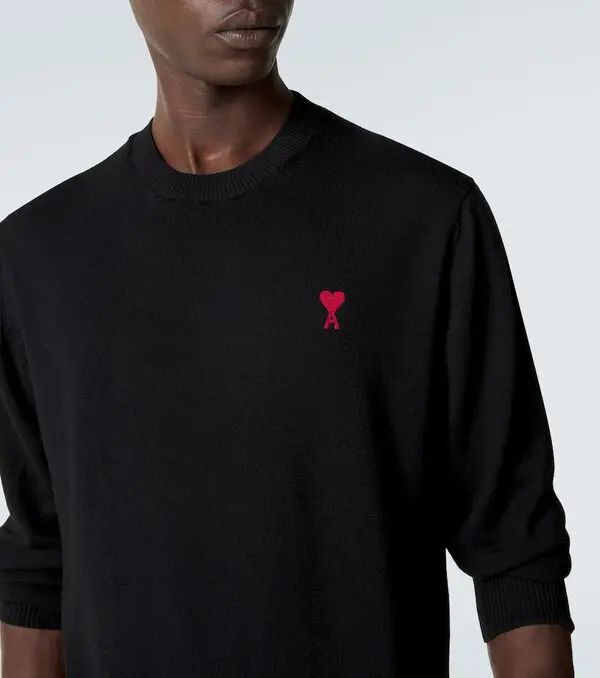 AMI Paris De Coeur Wool Sweater - Black
