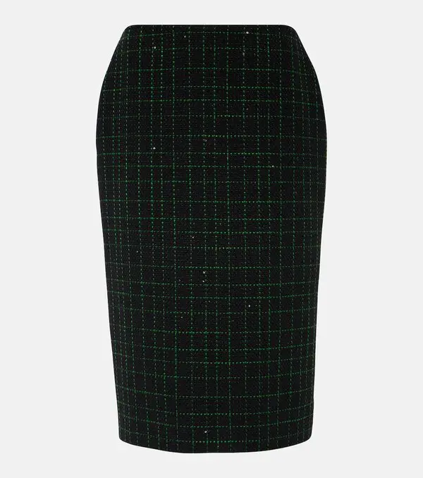 Elie Saab Sequined Tweed Midi Skirt
